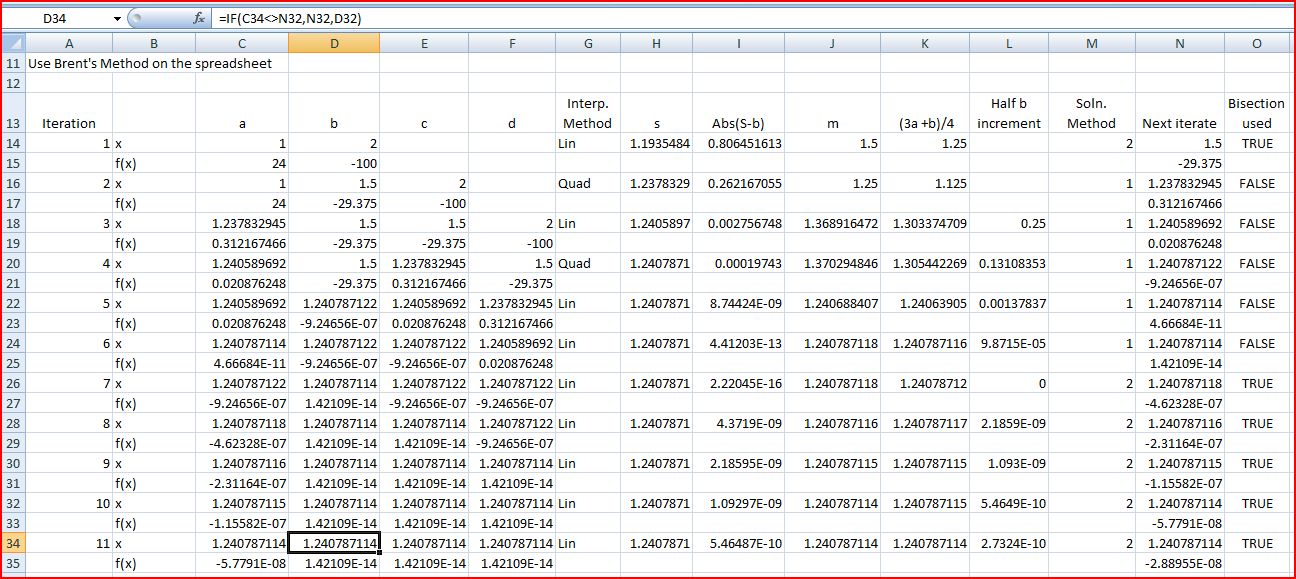 The Inverse Quadratic Method 3 – Brent’s Method | Newton Excel Bach ...