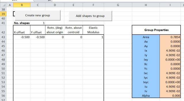 Section properties for groups of defined shapes | Newton Excel Bach ...