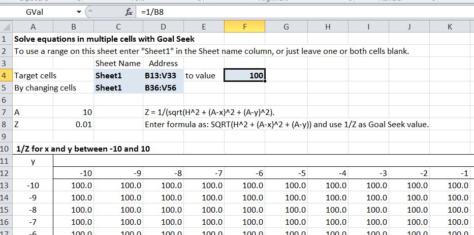 Using Goal Seek on a multi-column range | Newton Excel Bach, not (just) an Excel Blog