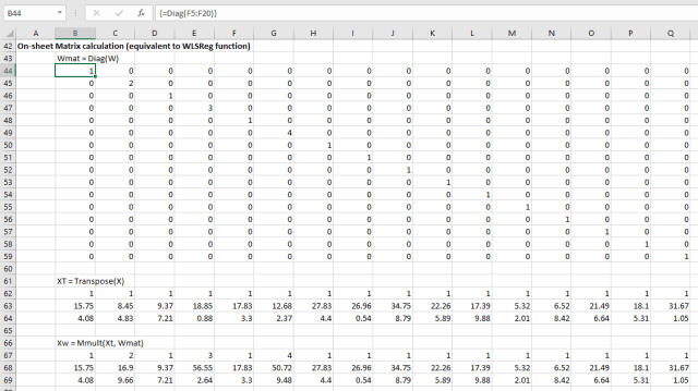 Weighted Least Squares Regression, using Excel, VBA, Alglib and Python ...