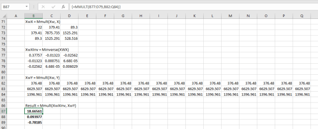 Weighted Least Squares Regression, using Excel, VBA, Alglib and Python ...
