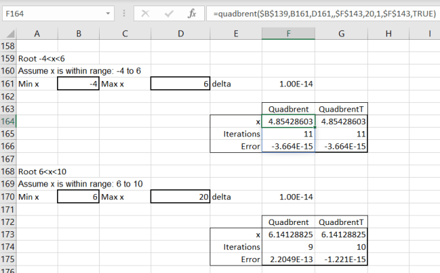 Newton-Raphson and Brent’s Method – Solver examples | Newton Excel Bach ...