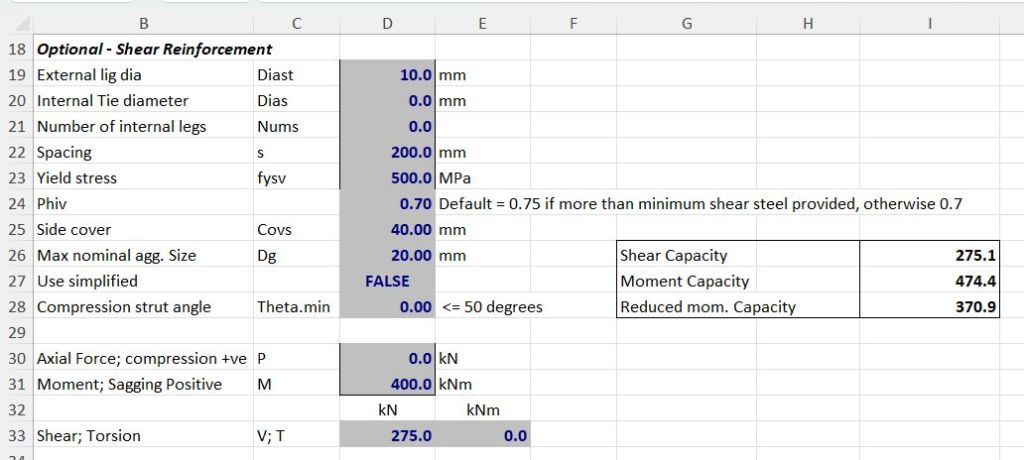 RC Design Functions 9.03; compression strut angle adjustment | Newton ...